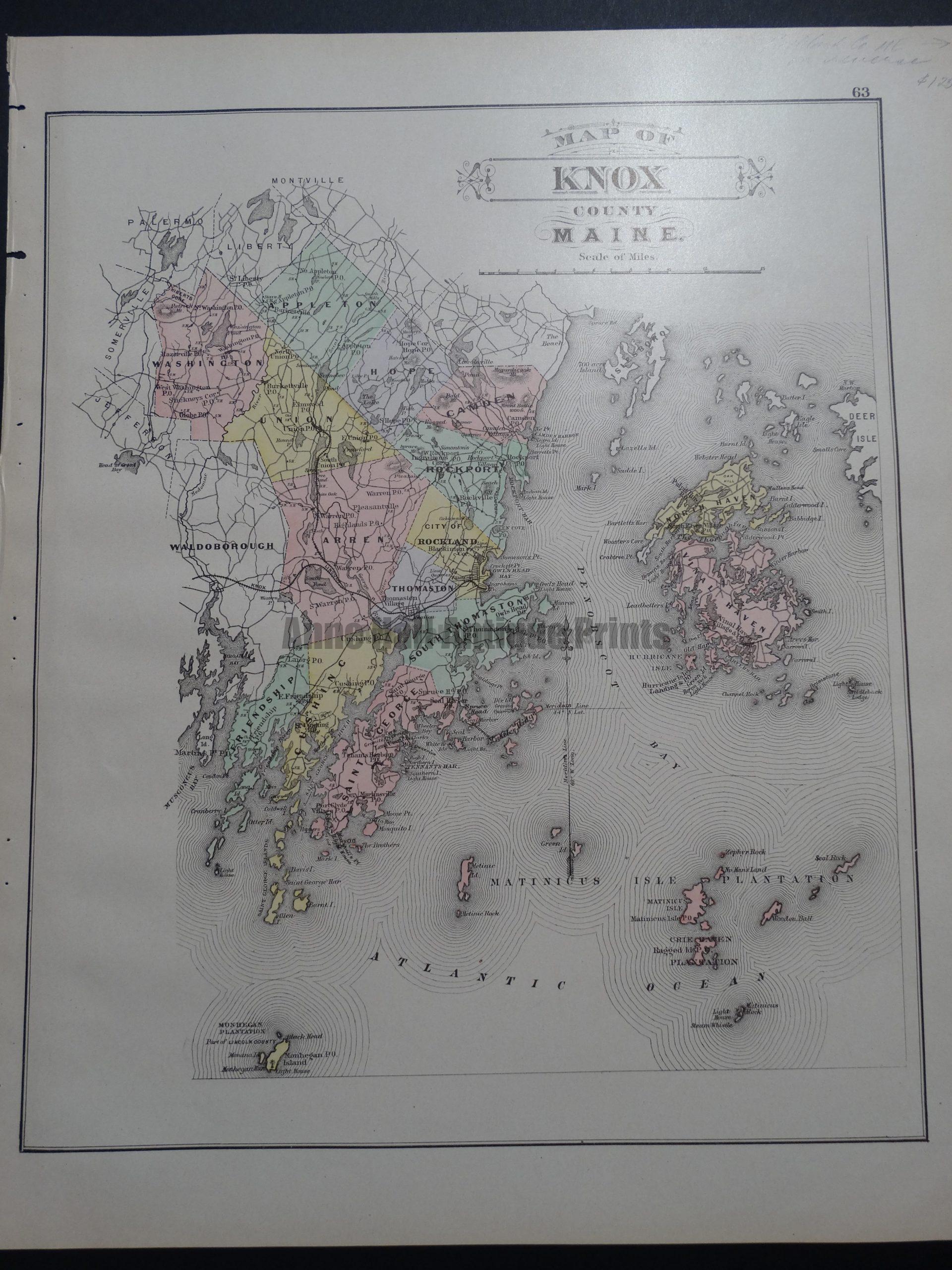 Antique Maps of Maine Maps Maine | Anne Hall Antique Prints